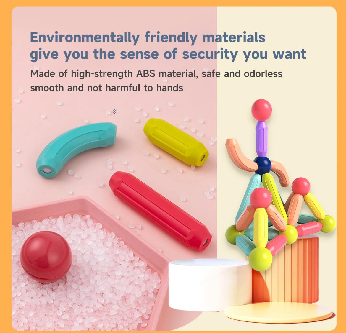 TOYARTSY Colourful Magnetic Building Sticks Toy 64 Pieces STEM ...