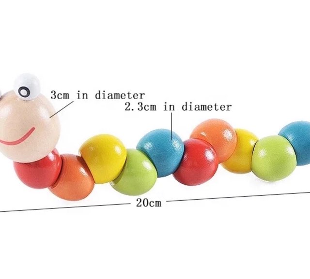 Wooden Worm, Caterpillar puppet toy, kids stress relief toy ...