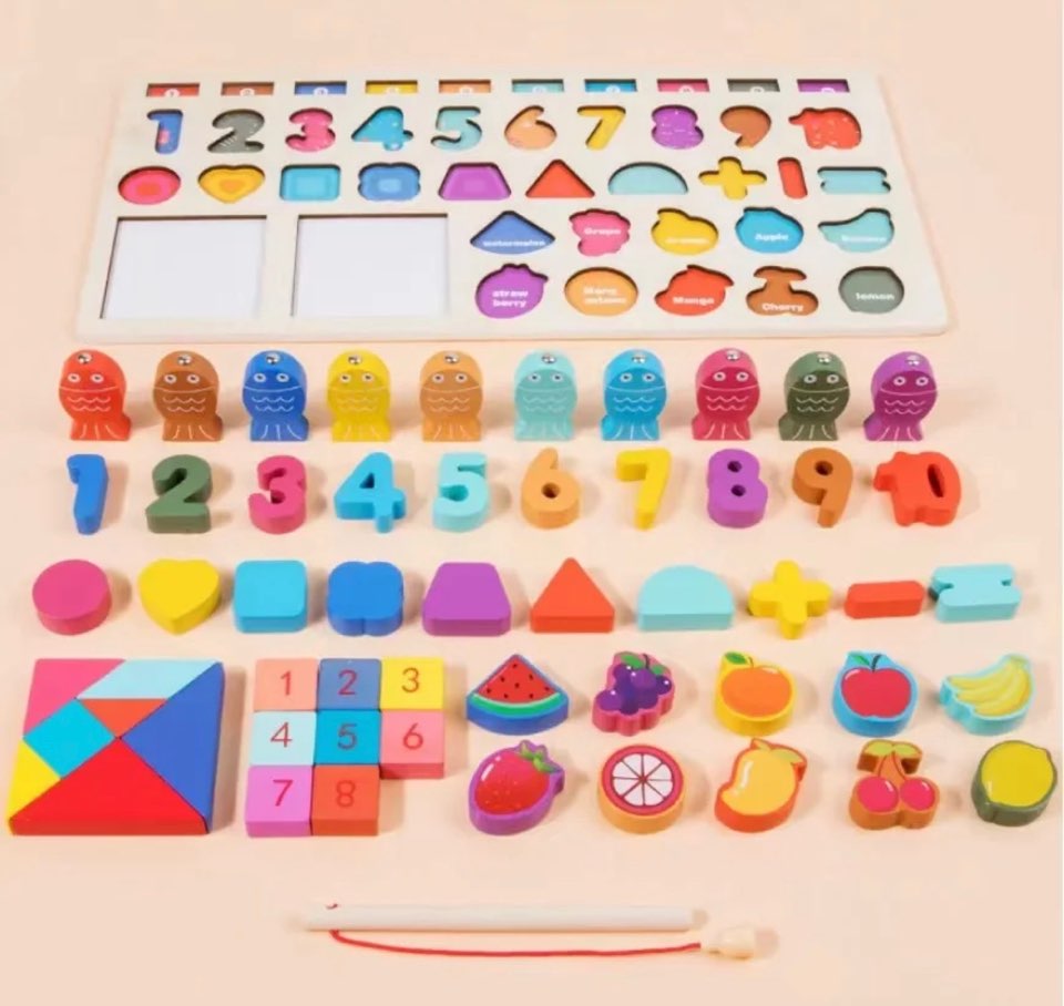 Wooden Magnetic Fishing Toy Number Letter Puzzle Sorting Game for ...