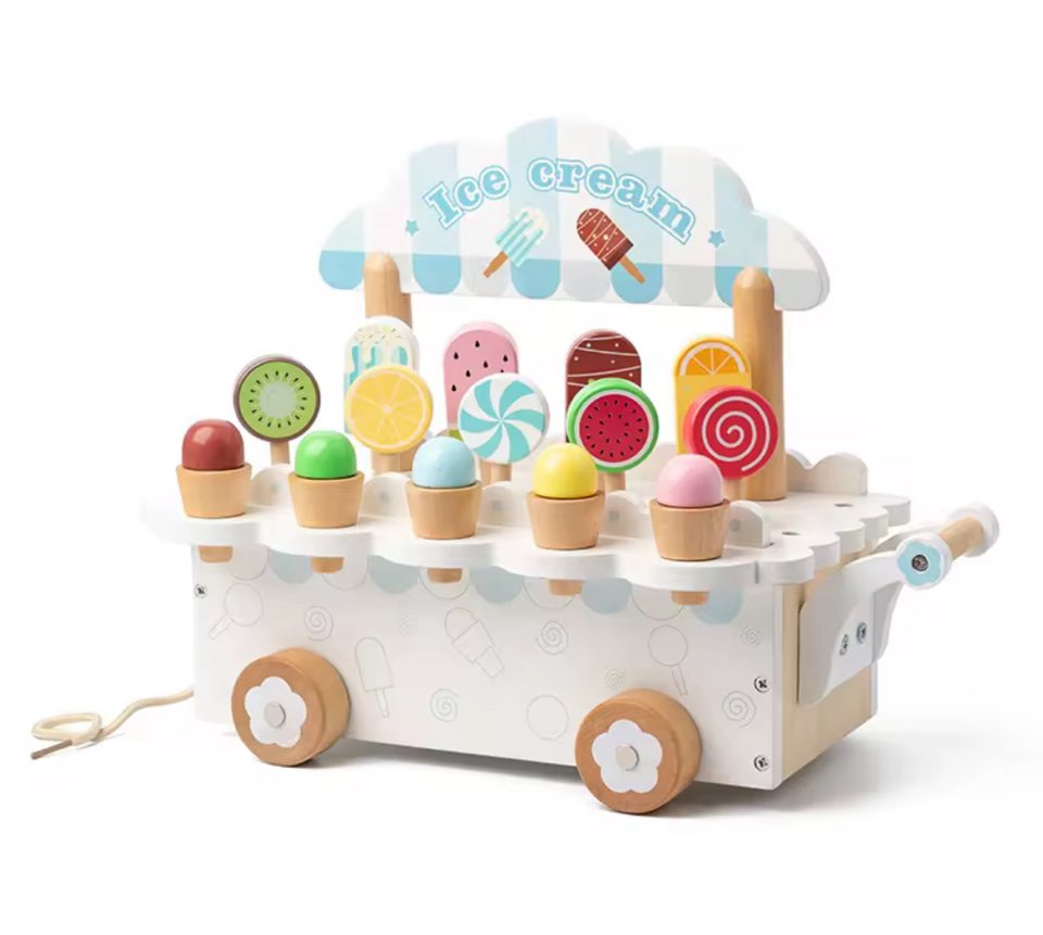 All in One Ice Cream Cart Toy Set for Kids Pretend Play with Ice Cream ...