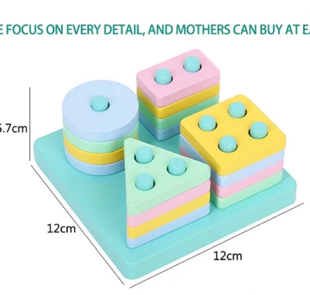 Wooden Geometric square column for kids | Montessori learning Toy