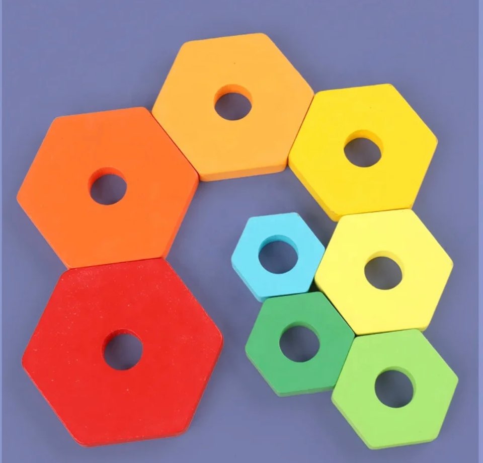 Wooden Shape Double tower sleeve column | Montessori learning Toy