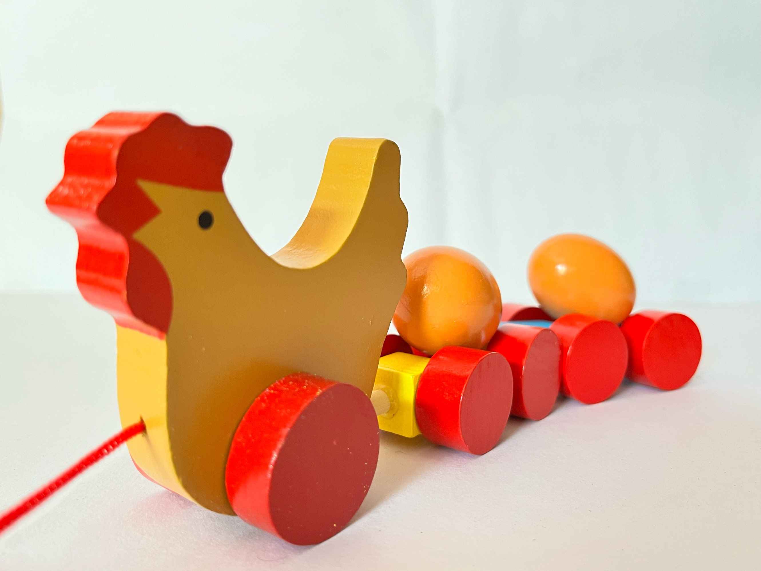 Wooden Hen Egg Family, Hen Toy, Chicken, Egg Pull along toy