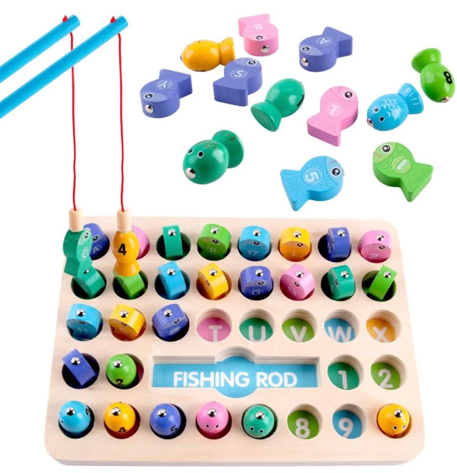 Wooden Alphanumeric fishing | magnet and fishing toys kids - ToyArtsy