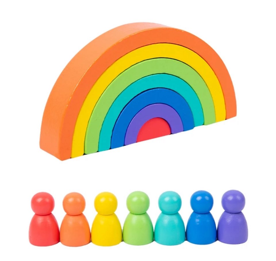Seven Colors Rainbow Stacking with Peg Dolls Play Set | Eco-Friendly ...