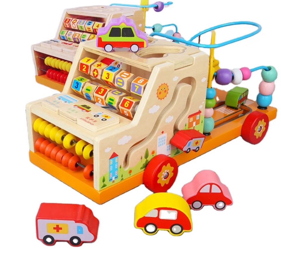 Wooden Learning Puzzle Car – Montessori-Inspired Toddler Toy for Early ...