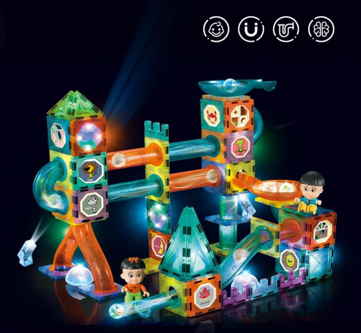 TOYARTSY Light Magnetic Blocks STEM Toy with Diamond Surface and Natural Colours 150 PCs