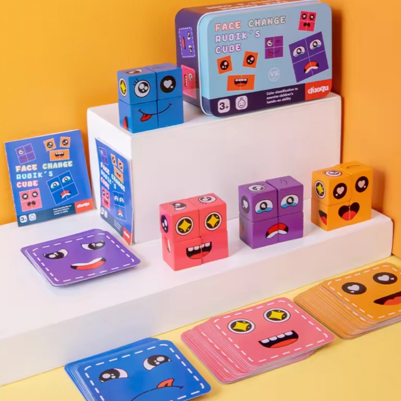 ToyArtsy Face Cube Puzzle in Tin Box | Durable Puzzle for All Ages