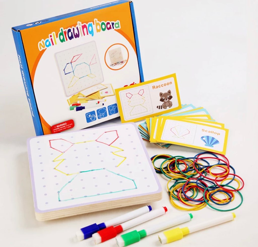 Wooden 3D Nail Drawing board | preschool learning at home - ToyArtsy