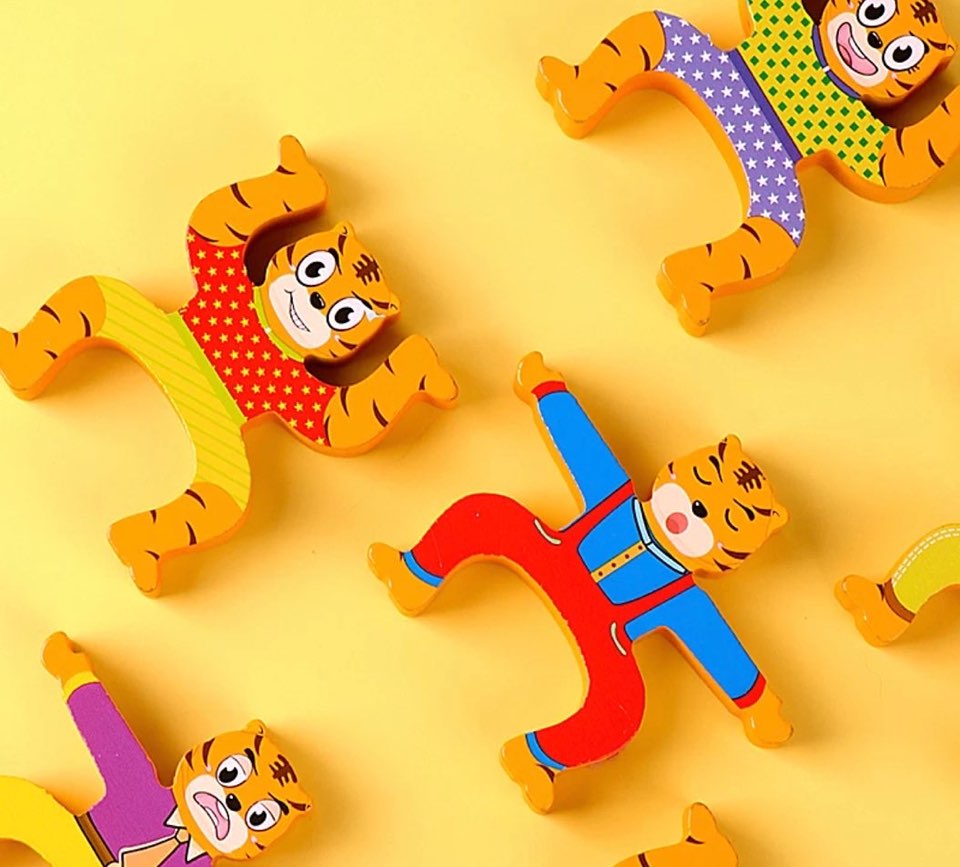 Wooden Double Side Cartoon Tiger Jenga | Balancing Puzzles - ToyArtsy