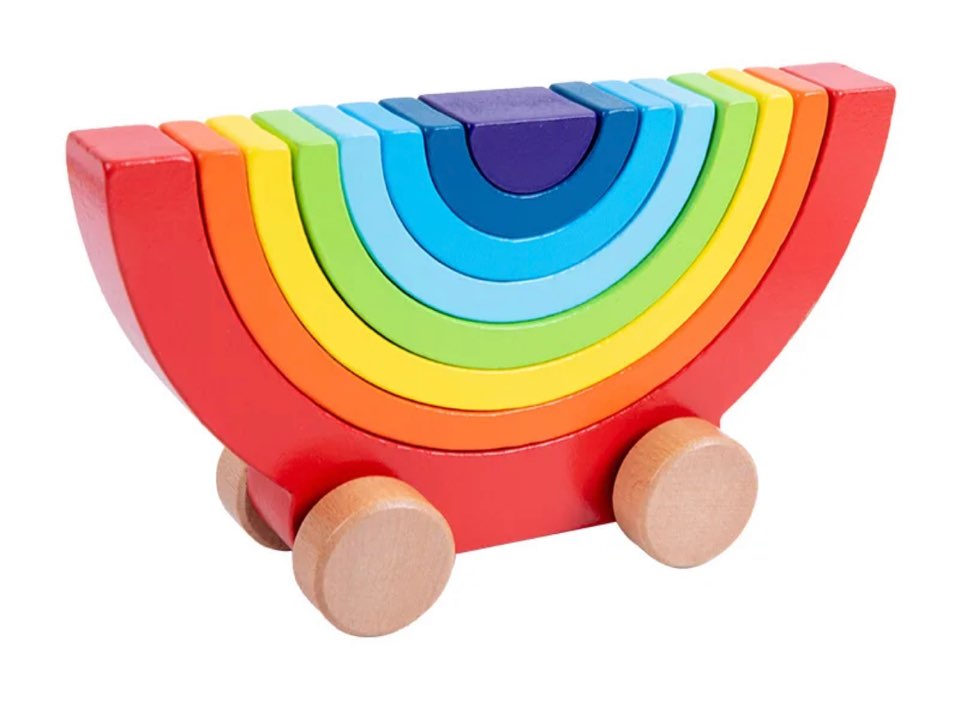 Wooden Rainbow Blocks, Rainbow stacker, Rainbow wheels, stacker wheel ...