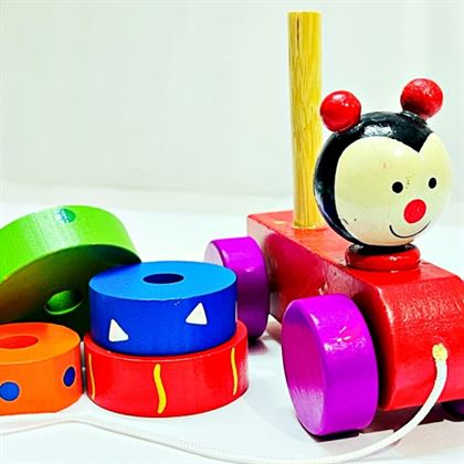 Wooden Stacking Ringset Pull toy, Pull Toy, Pull along toys - Lady Bug ...