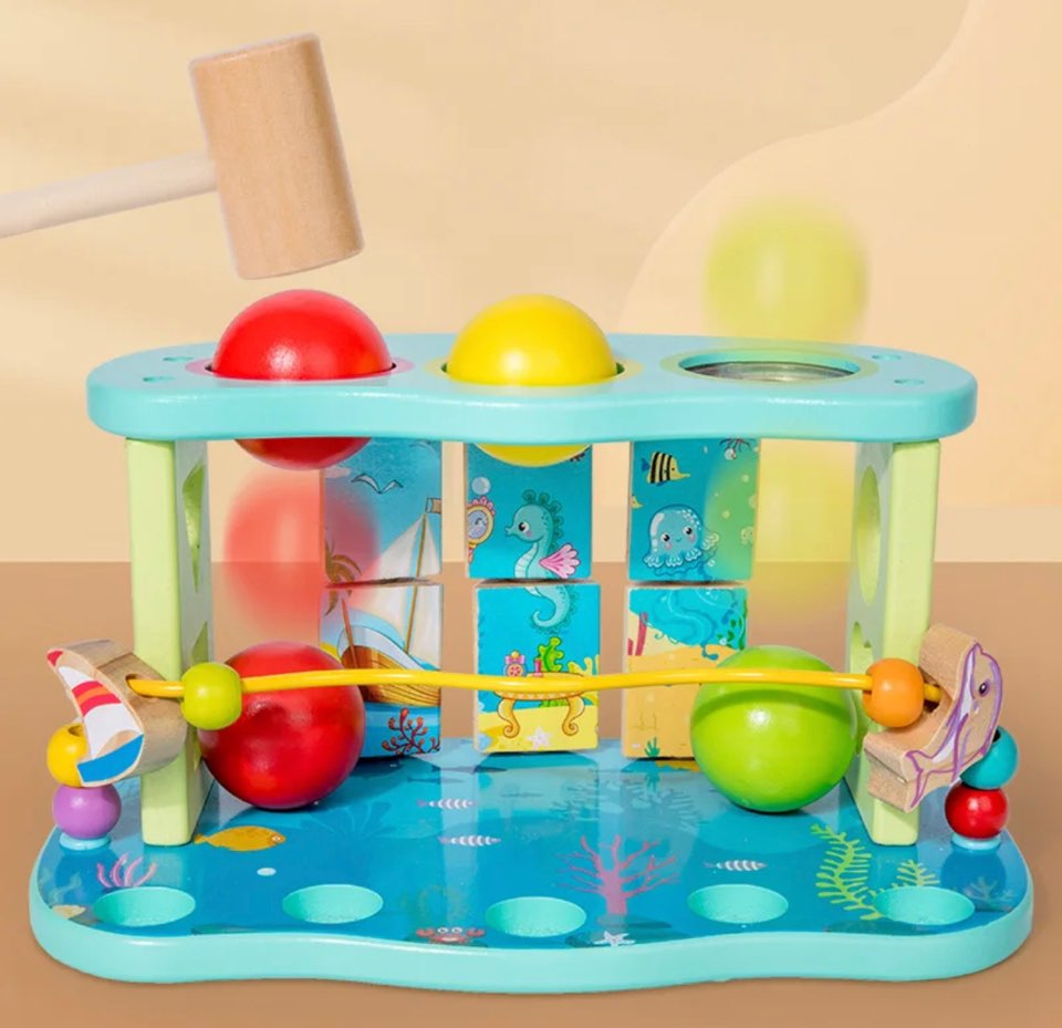 Wooden Marine Multipurpose Percussion Toy for Toddlers