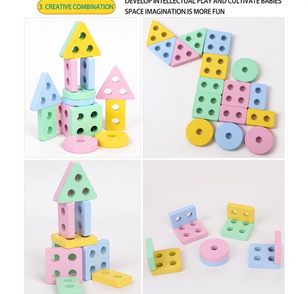 Wooden Geometric square column for kids | Montessori learning Toy