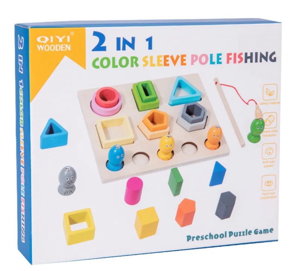 2-in-1 Color Sleeve Pole Fishing: Toddler's Educational Magnetic Toy Set