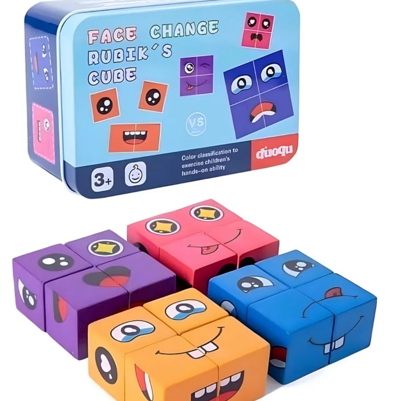 ToyArtsy Face Cube Puzzle in Tin Box | Durable Puzzle for All Ages