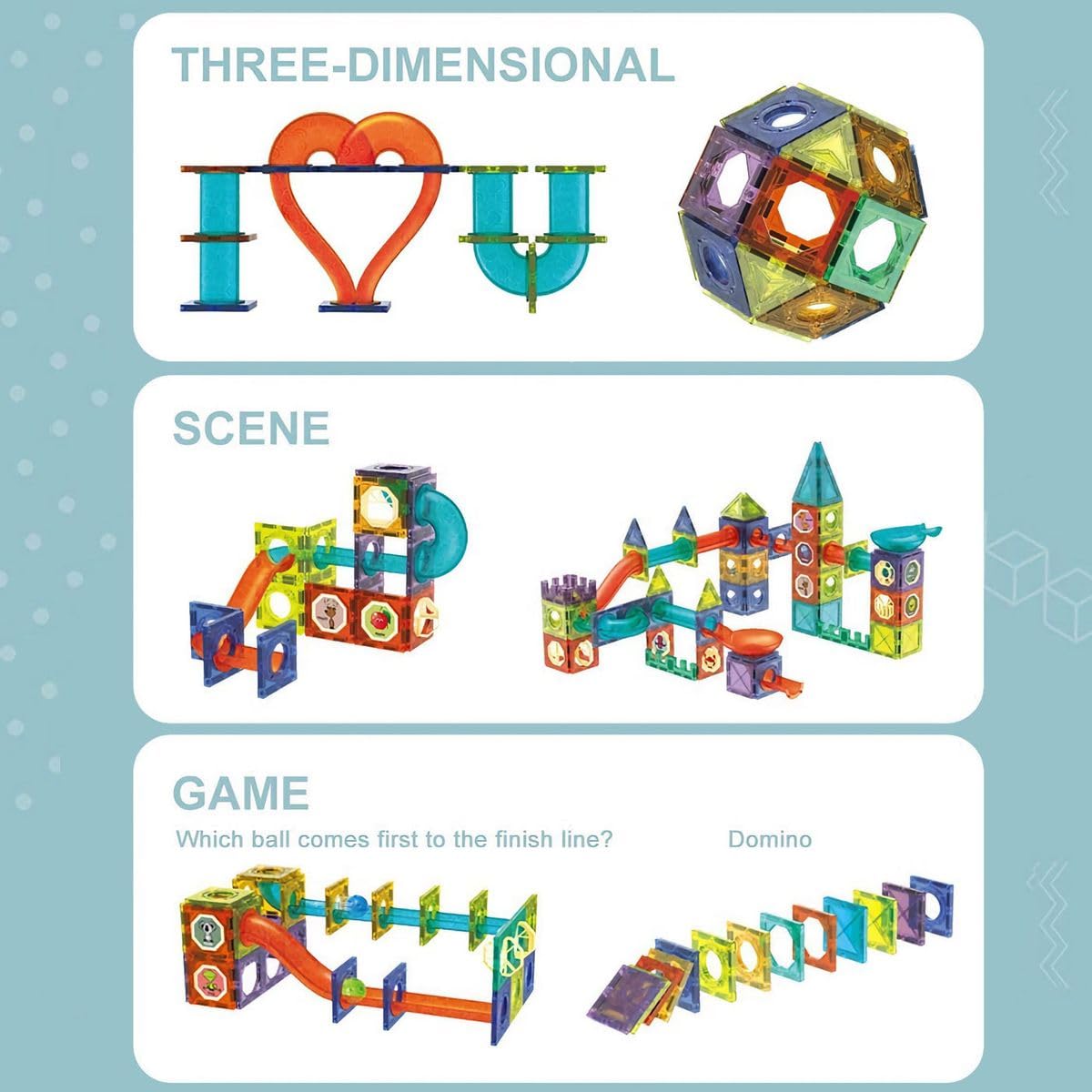 TOYARTSY Light Magnetic Blocks STEM Toy with Diamond Surface and Natural Colours 110 PCs