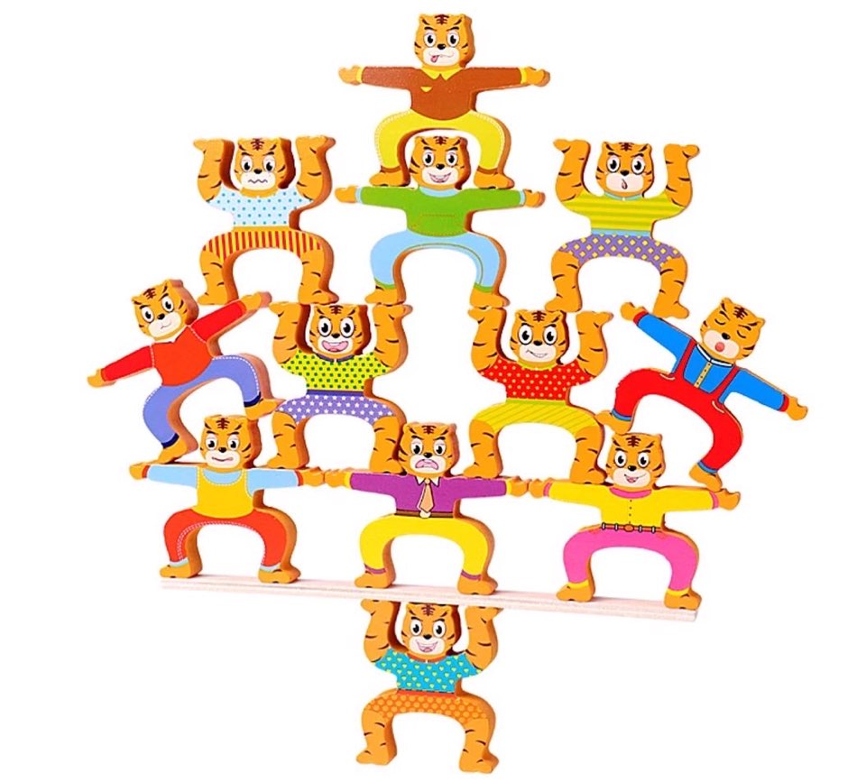 Wooden Double Side Cartoon Tiger Jenga | Balancing Puzzles - ToyArtsy