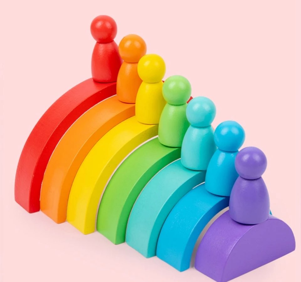 Seven Colors Rainbow Stacking with Peg Dolls Play Set | Eco-Friendly ...