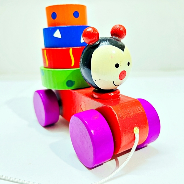 Wooden Stacking Ringset Pull toy, Pull Toy, Pull along toys - Lady Bug ...