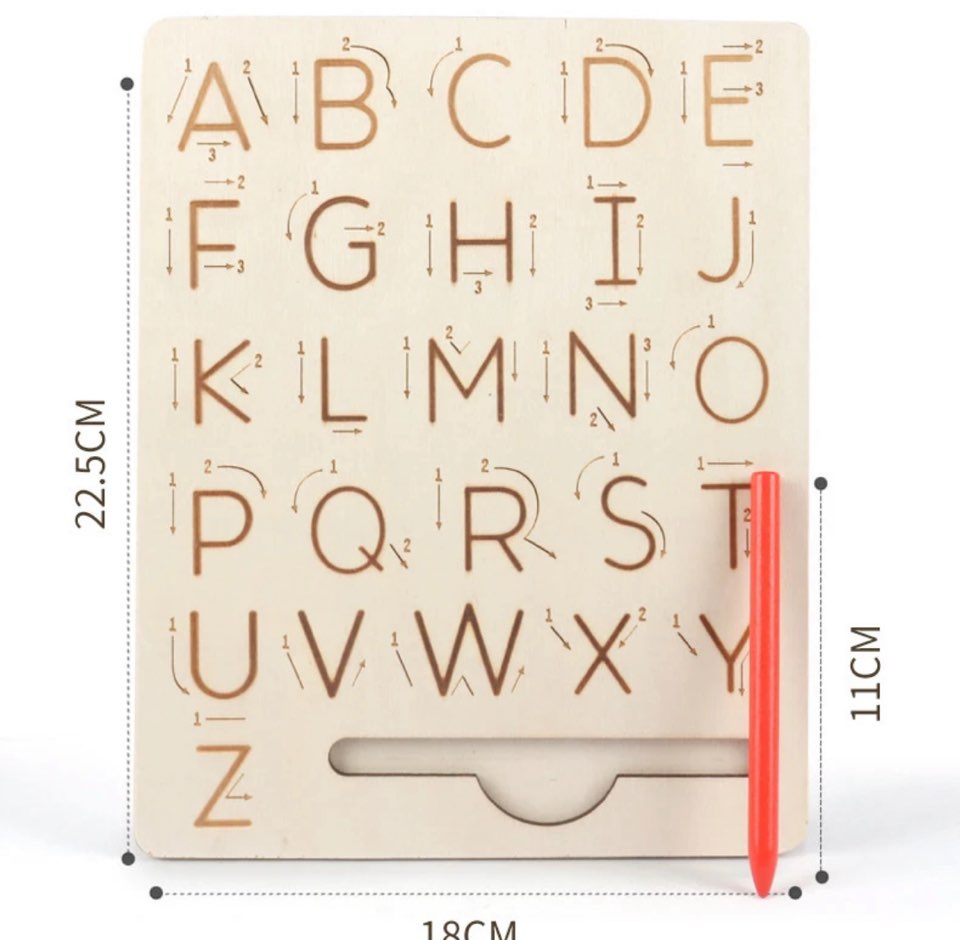 Wooden Alphabet Tracing Board for Kids - Educational Writing Toy