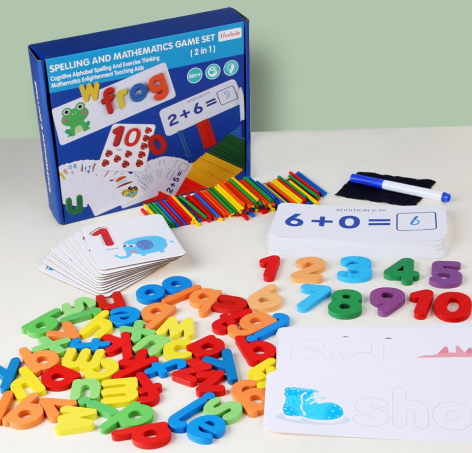 Wooden Spelling English and Maths game | learning toys kids - ToyArtsy