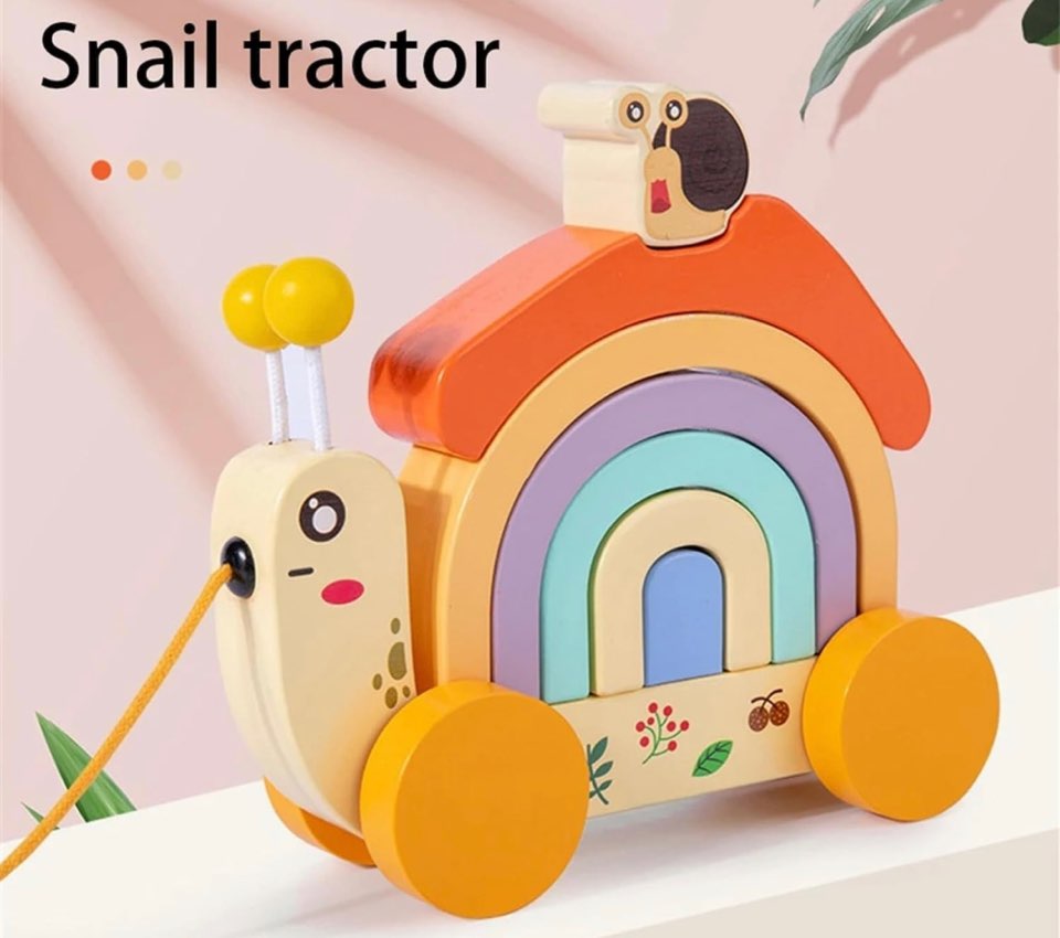 Wooden Snail tractor | Pull along toy | toddler activity - ToyArtsy