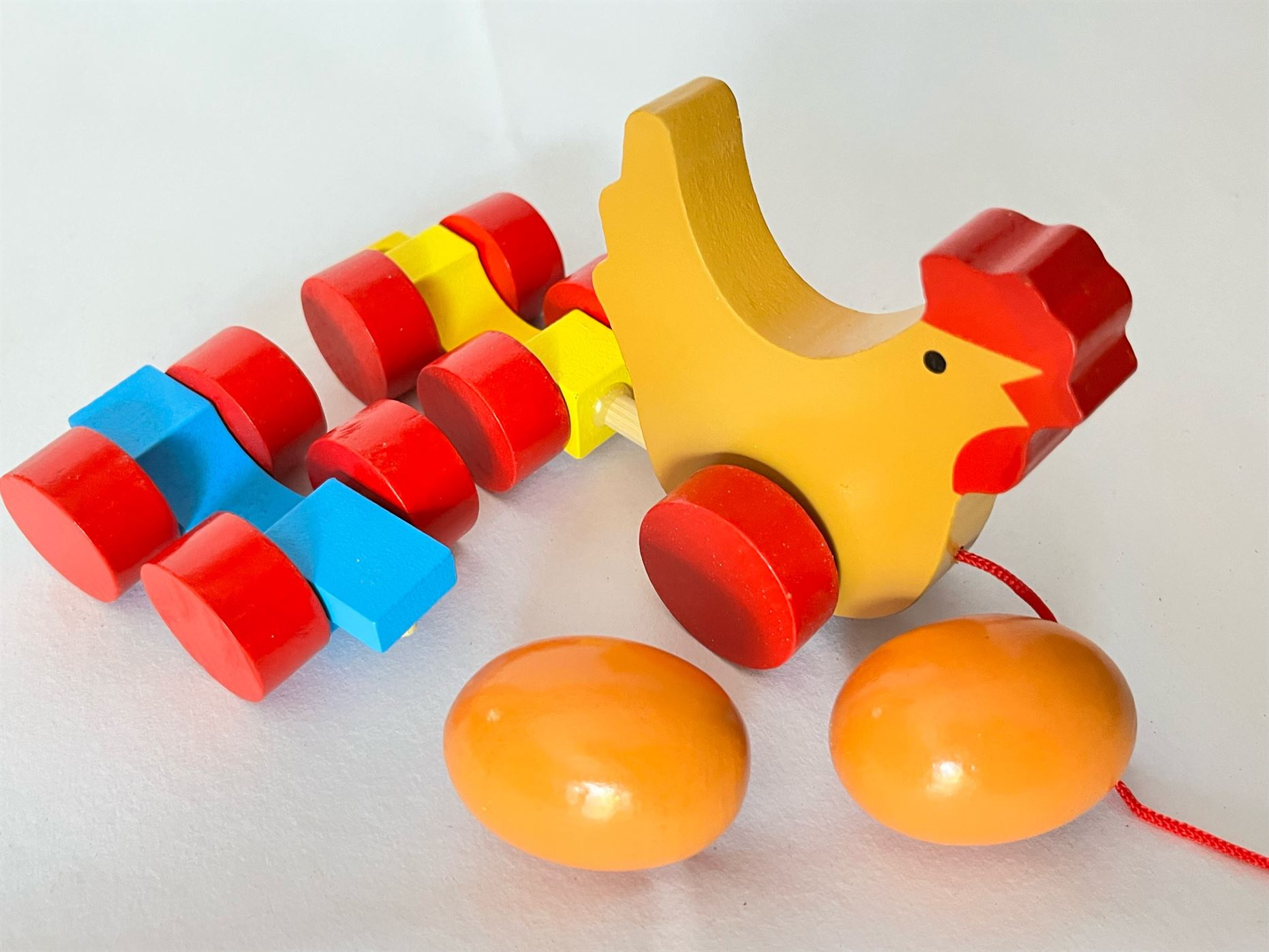 Wooden Hen Egg Family, Hen Toy, Chicken, Egg Pull along toy