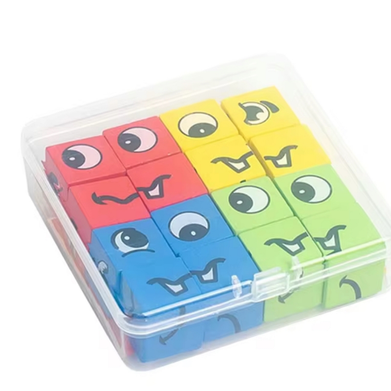 ToyArtsy Face Cube Puzzle with Transparent Box | Fun Cognitive Challenge