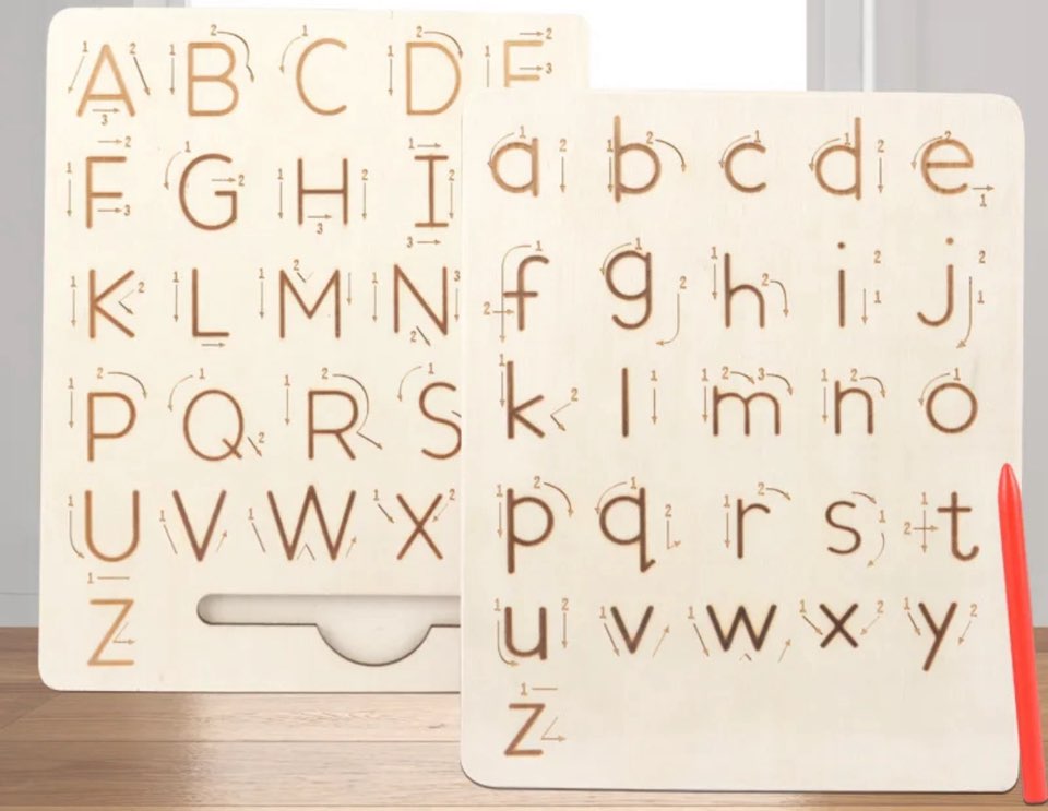 Wooden Alphabet Tracing Board for Kids - Educational Writing Toy