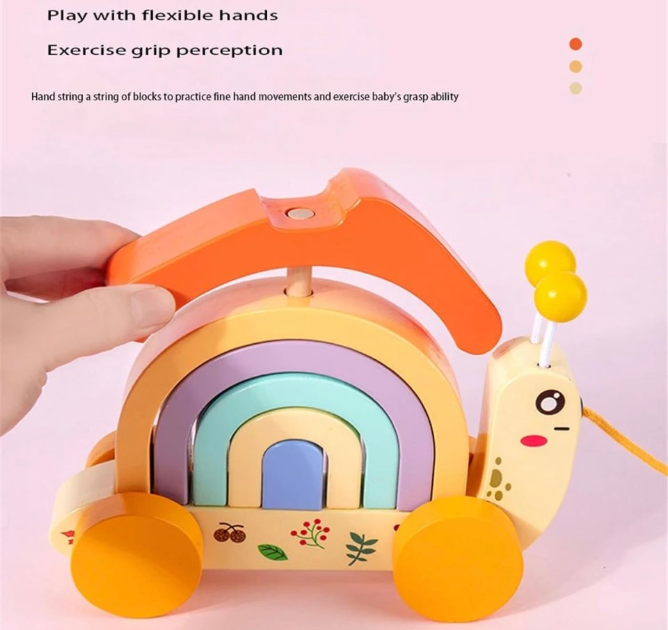 Wooden Snail tractor | Pull along toy | toddler activity - ToyArtsy